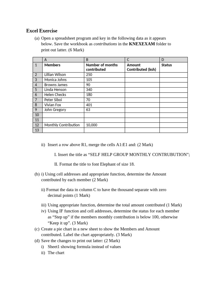 Excel Exercise | PDF