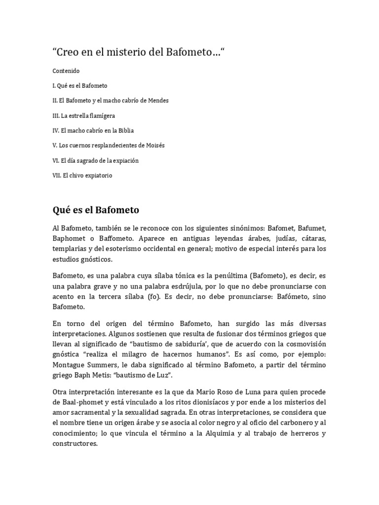 El misterio del Bafometo y la Gnosis | PDF | Yom Kippur | Tora