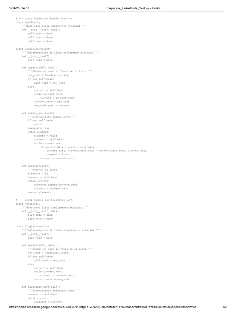 Separate LinkedLists Sort - Py | PDF | Algorithms And Data Structures | Algorithms