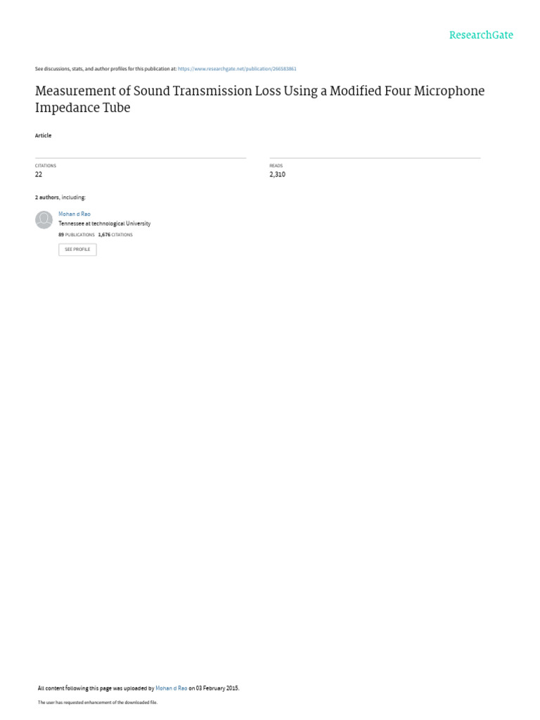 Sound Transmission Loss Measurement Method | PDF | Microphone ...