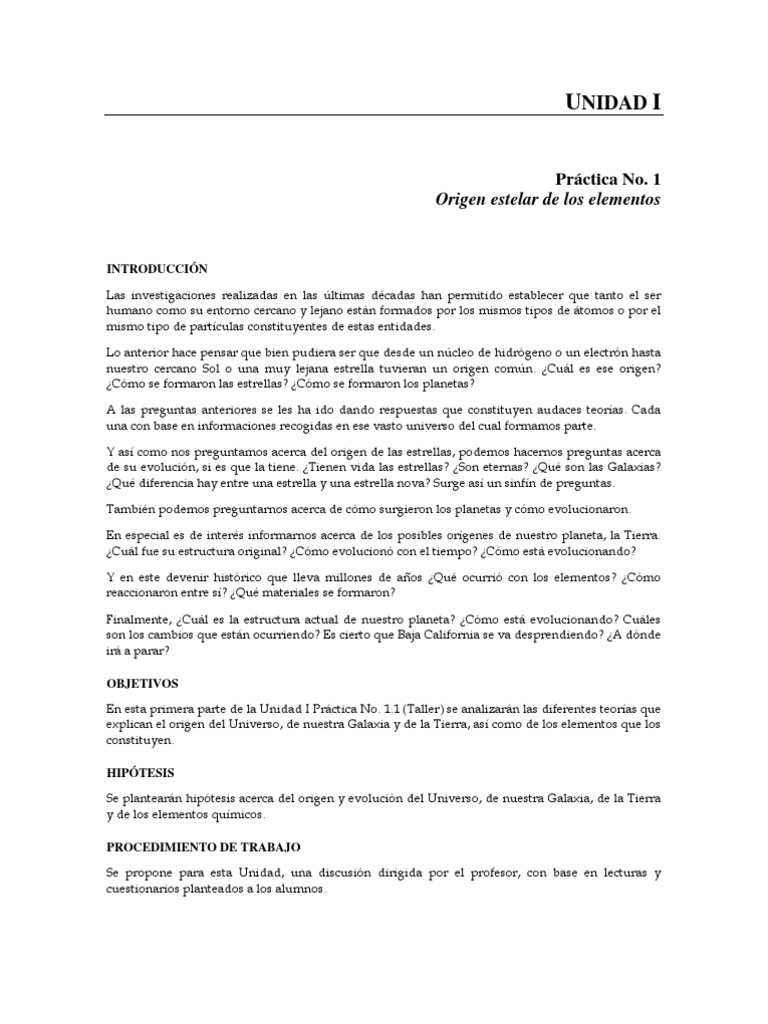 Nidad: Origen Estelar de Los Elementos | PDF