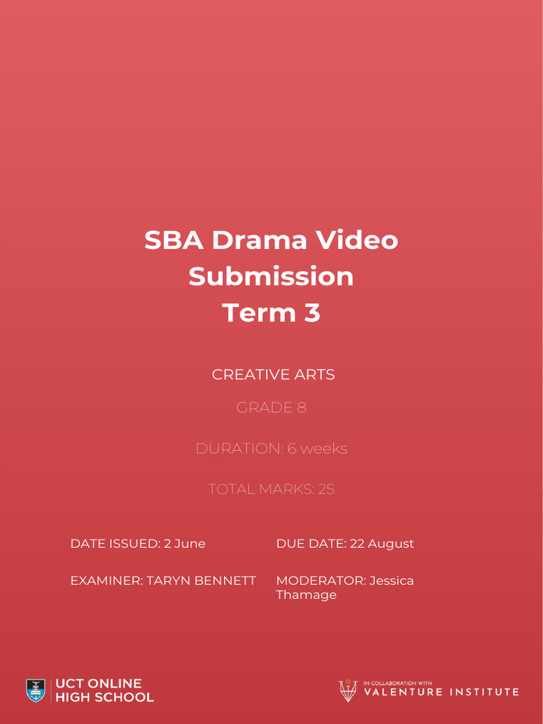 G08 Creative Arts Drama Term 3 Module 23.5 Video Submission Oral Answer ...