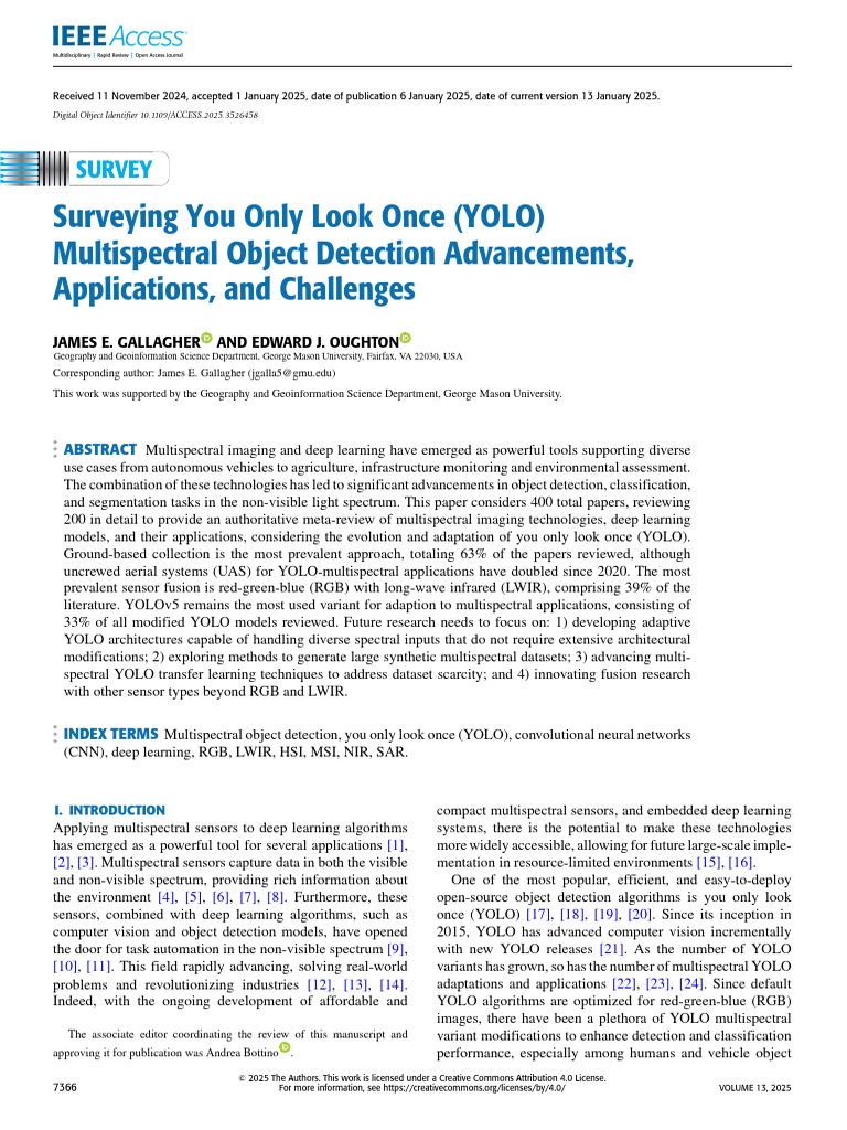 Surveying You Only Look Once YOLO Multispectral Object Detection Advancements Applications and ...