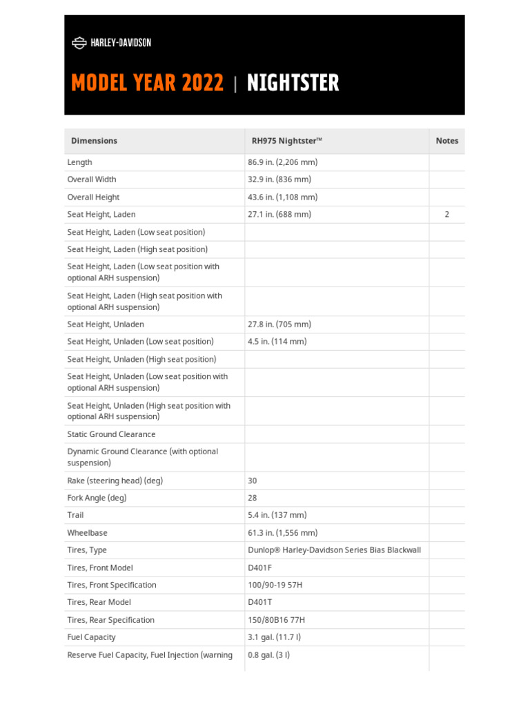 Specifications rh975 Ap | PDF | Fuel Economy In Automobiles | Brake