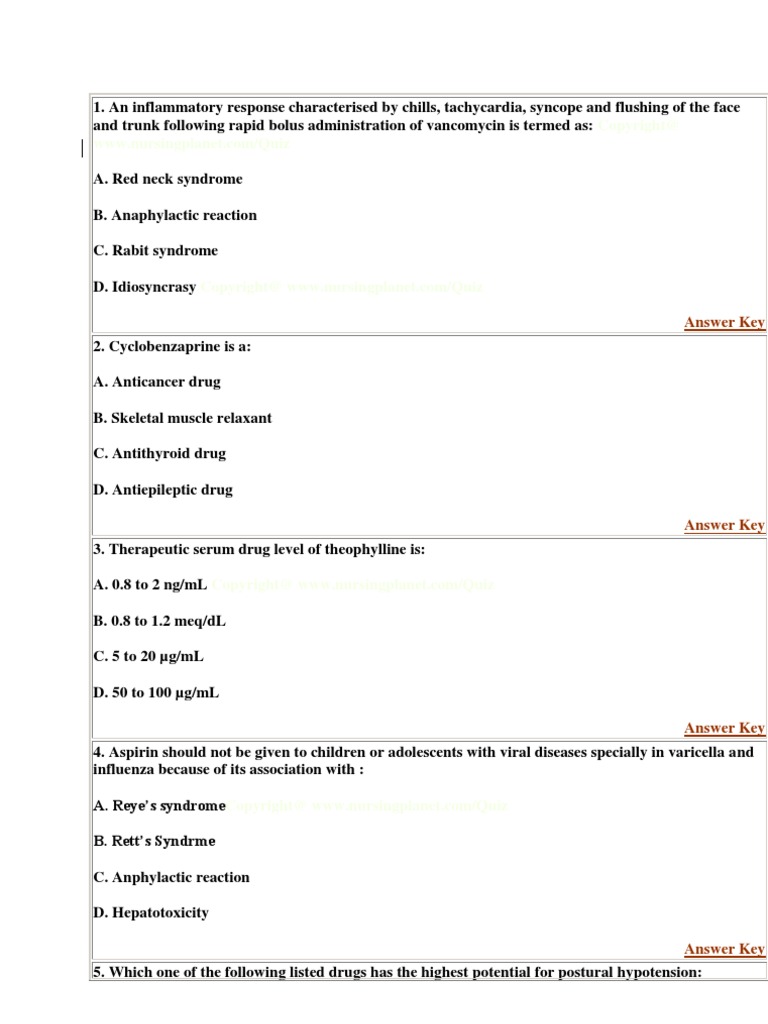 Answer Key | PDF | Coronary Circulation | Heart