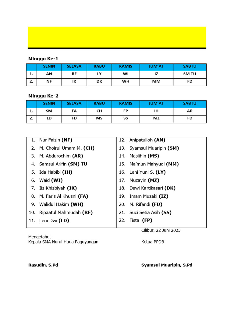 Jadwal Piket PPDB NEW 2023 | PDF