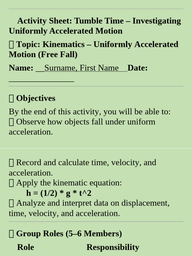 Activity Sheet UAM | PDF | Acceleration | Kinematics