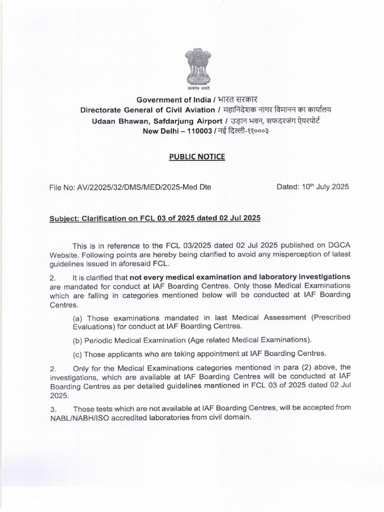 DGCA Signed Public Notice of Clarification | PDF