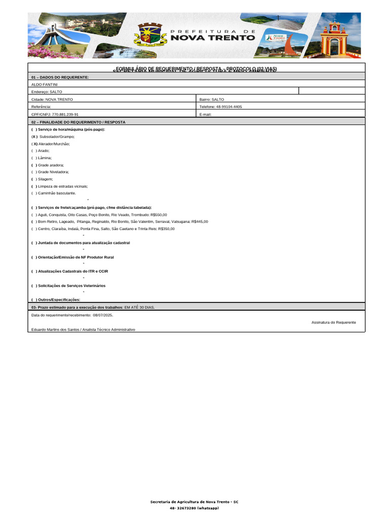 Formulário de Requerimento Padrão | PDF