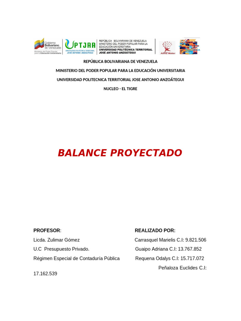 Balance Proyectado de Presupuesto 2025 | PDF