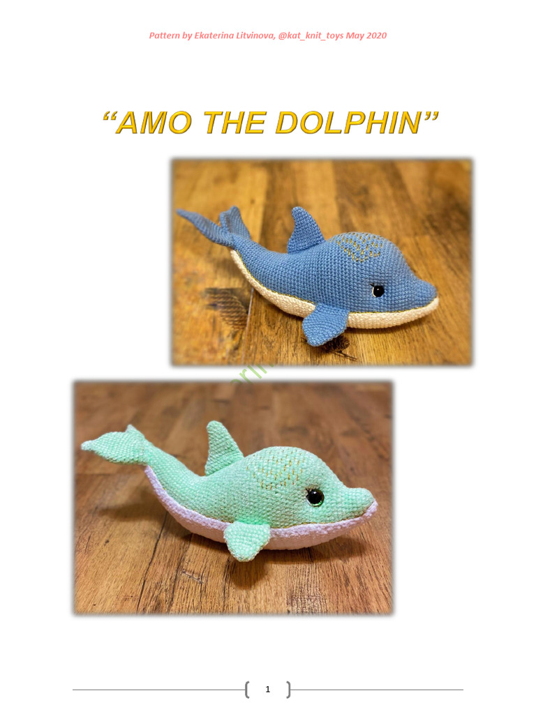Amo The Dolphin by Ekaterina Litvinova (Kat Knit Toys) | PDF | Crochet ...
