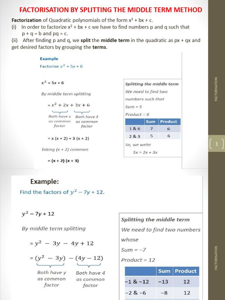Class 8 - Factorisation PPT 21636518482 | PDF | Factorization | Elementary Mathematics