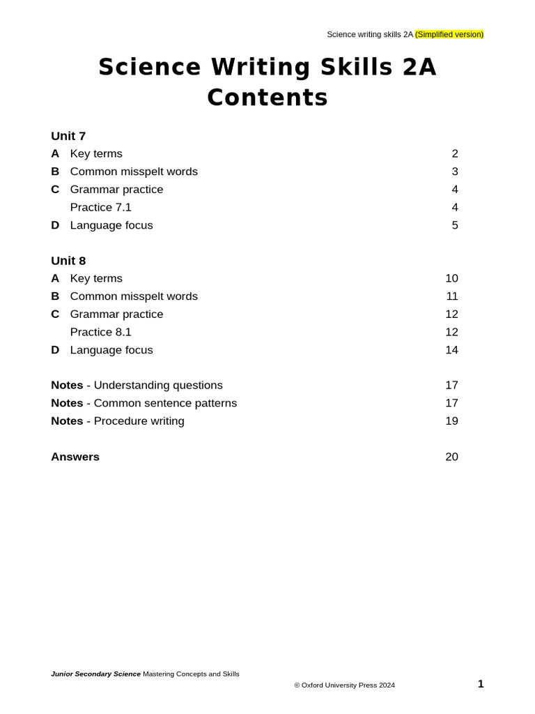 Science Writing Skills 2A Workbook | PDF | Breathing | Series And ...