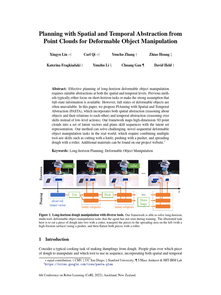 Planning With Spatial-Temporal Abstraction From Point Clouds For Deformable Object Manipulation ...