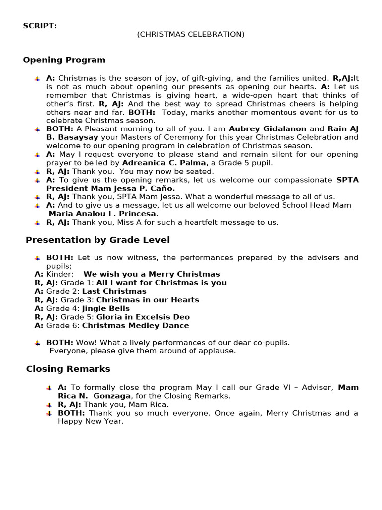 Emcee-Script-For-Christmas Celebration | PDF