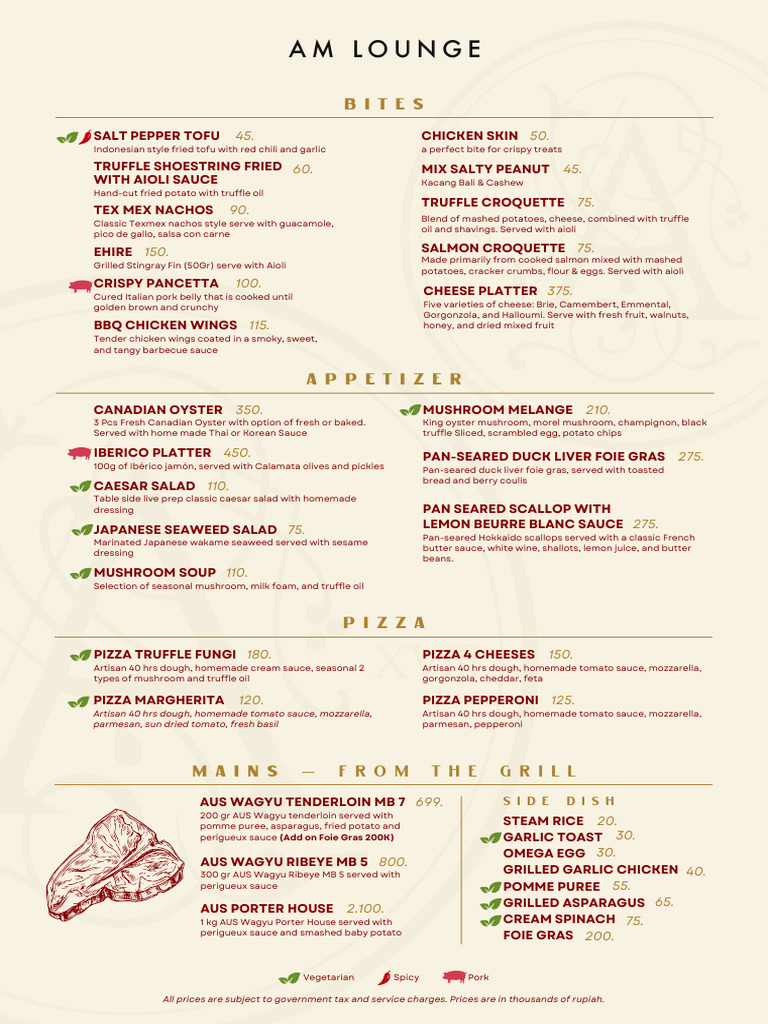 AM Lounge Jakarta Menu Highlights | PDF | Desserts | Sauce
