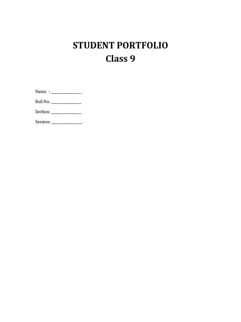 Class 9 Student Portfolio Template | PDF