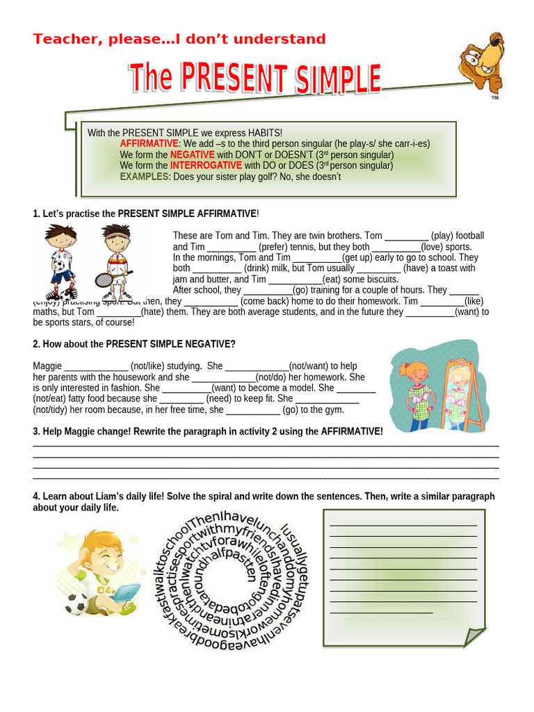 Present Simple Practice Worksheet | PDF