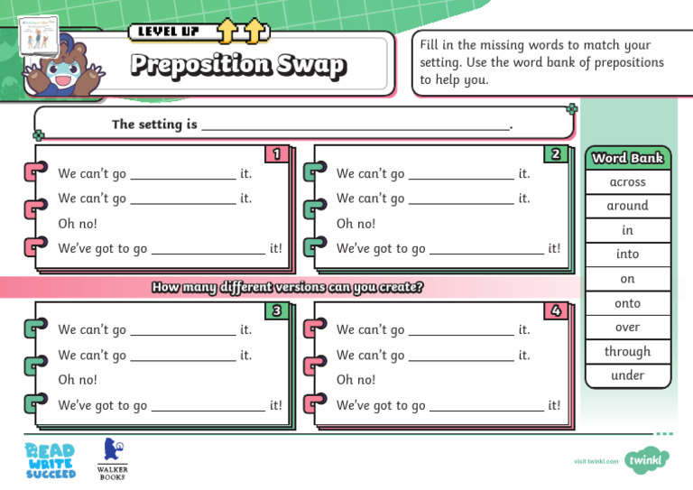 Preposition Swap Level Up | PDF