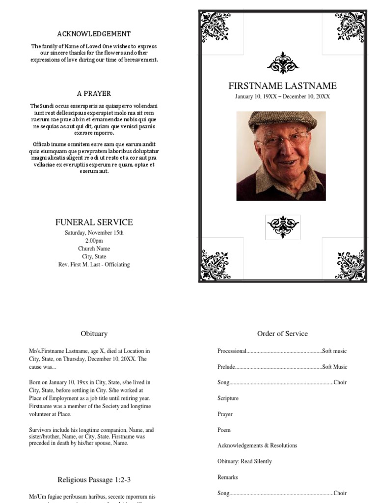 Custom Free Printable Funeral Programs | PDF | Commemoration | Death ...