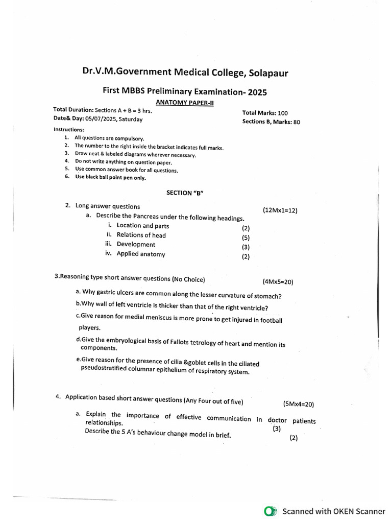 Paper 2 Anatomy | PDF