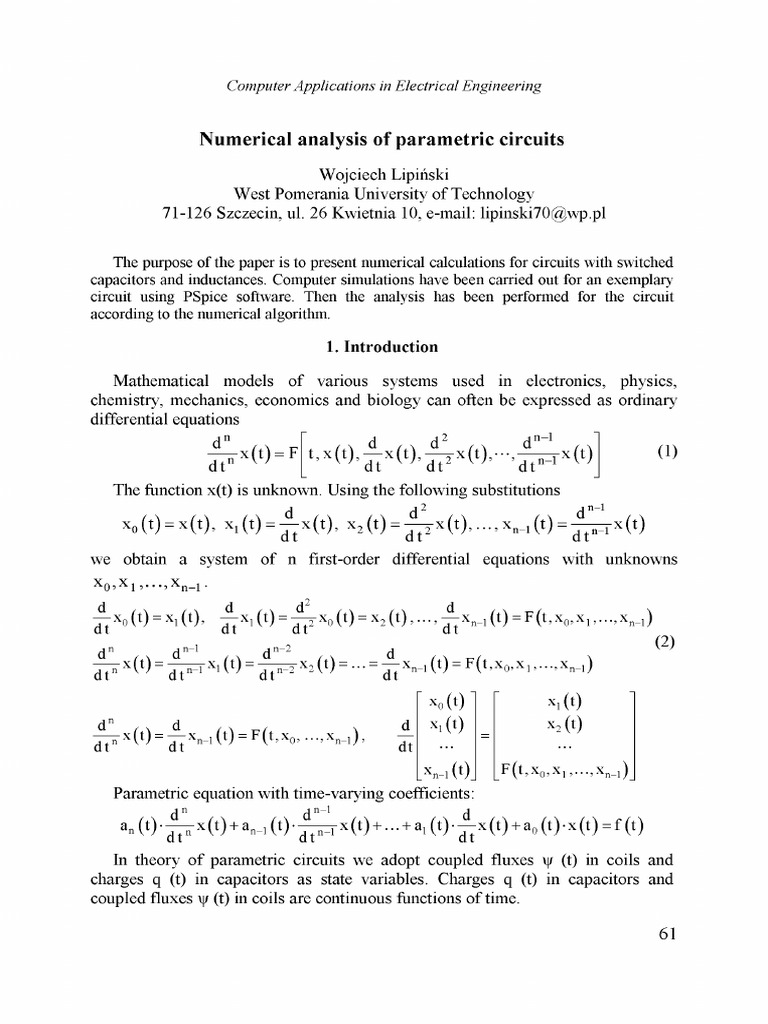 Numerical Analysis of Parametric Ci | PDF | Numerical Analysis | Applied Mathematics