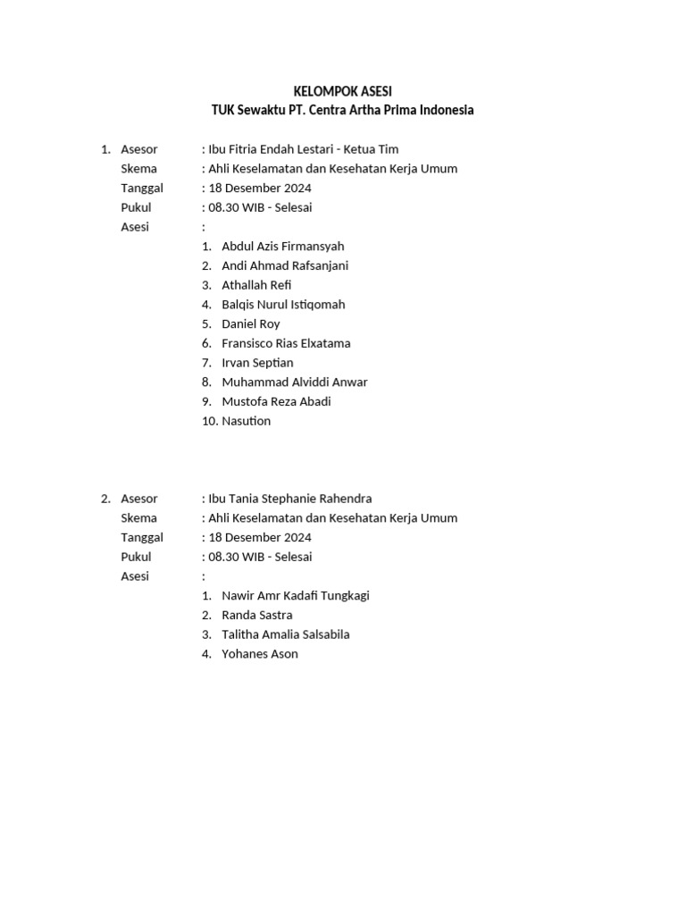 Ujian K3 PT. Centra Artha Prima | PDF