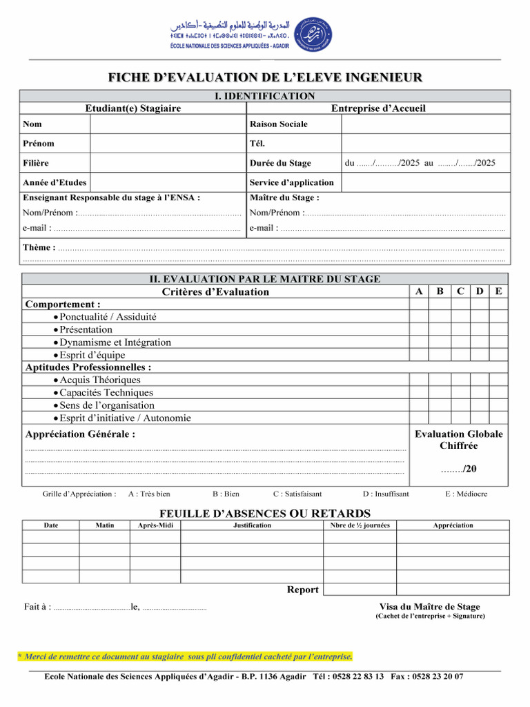 Formulaire Fiche Evaluation SE | PDF