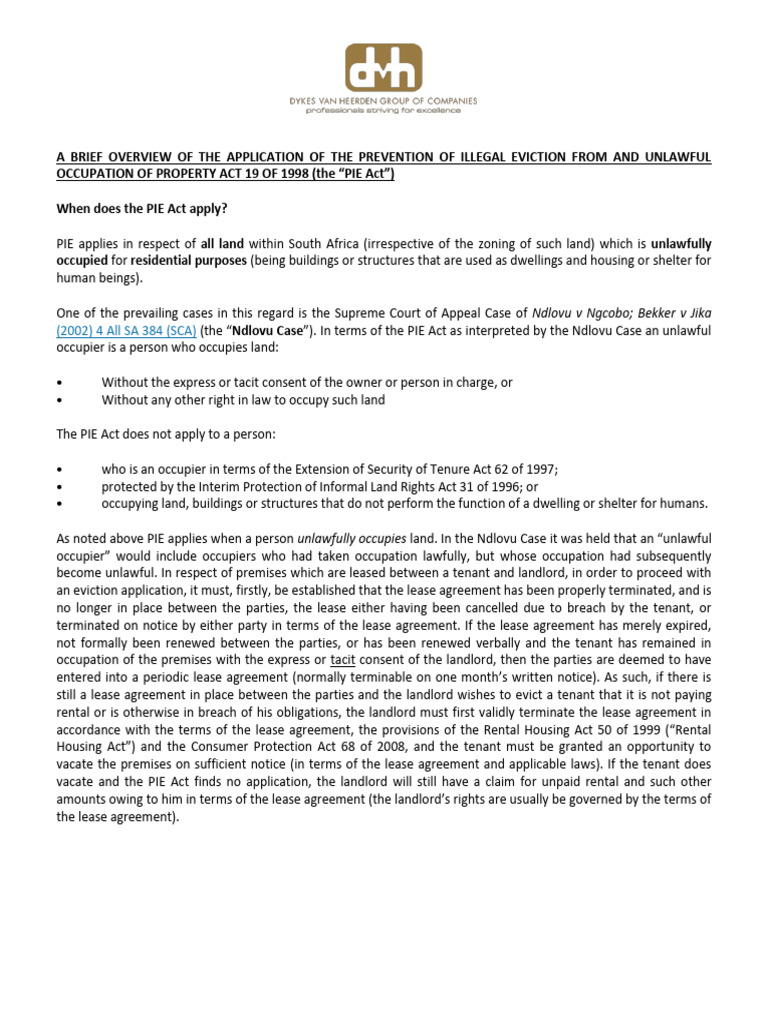 A BRIEF OVERVIEW OF THE APPLICATION OF THE PREVENTION OF ILLEGAL ...