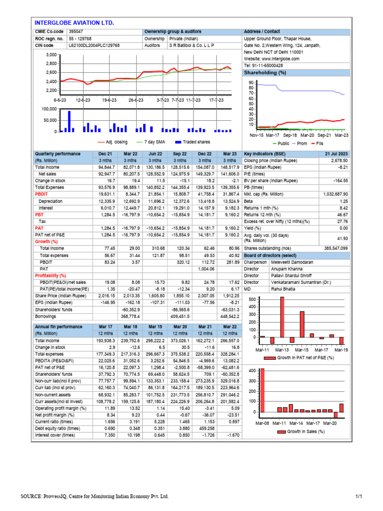 Interglobe One Page Profile | PDF | Corporations | Financial Accounting