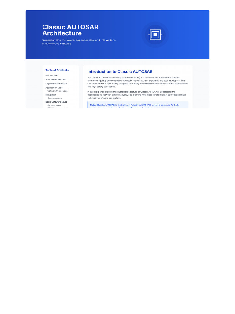 Classic Autosar Architecture Overview | PDF