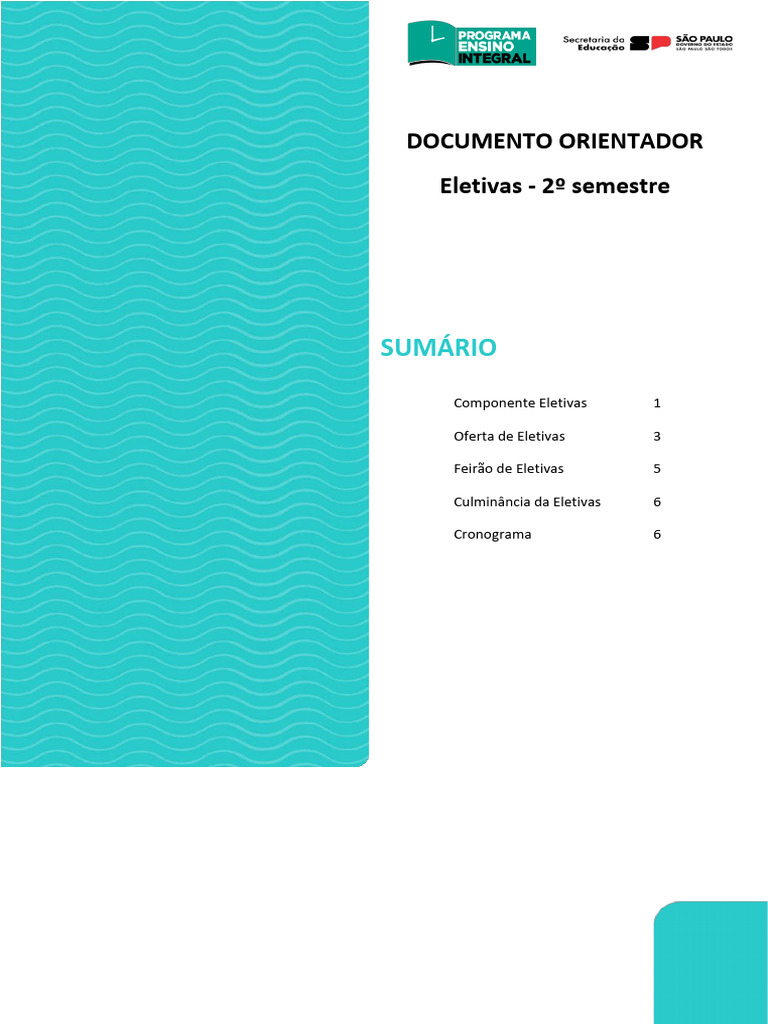 Documento Orientador ELETIVAS 2º SEMESTRE - 2025 | PDF | Pré-escola