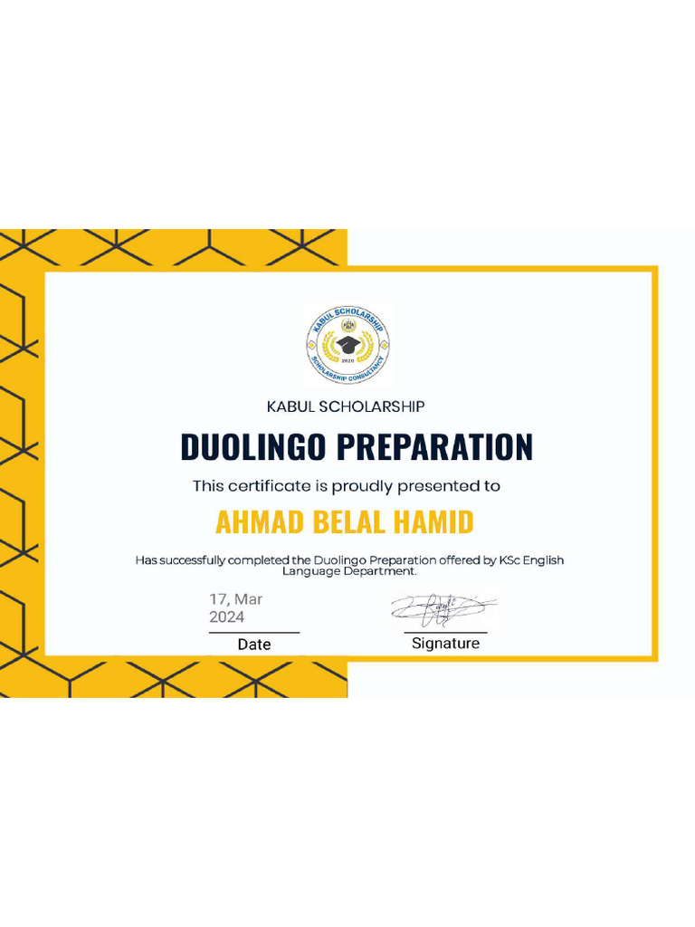 Duolingo English Test Certificate | PDF