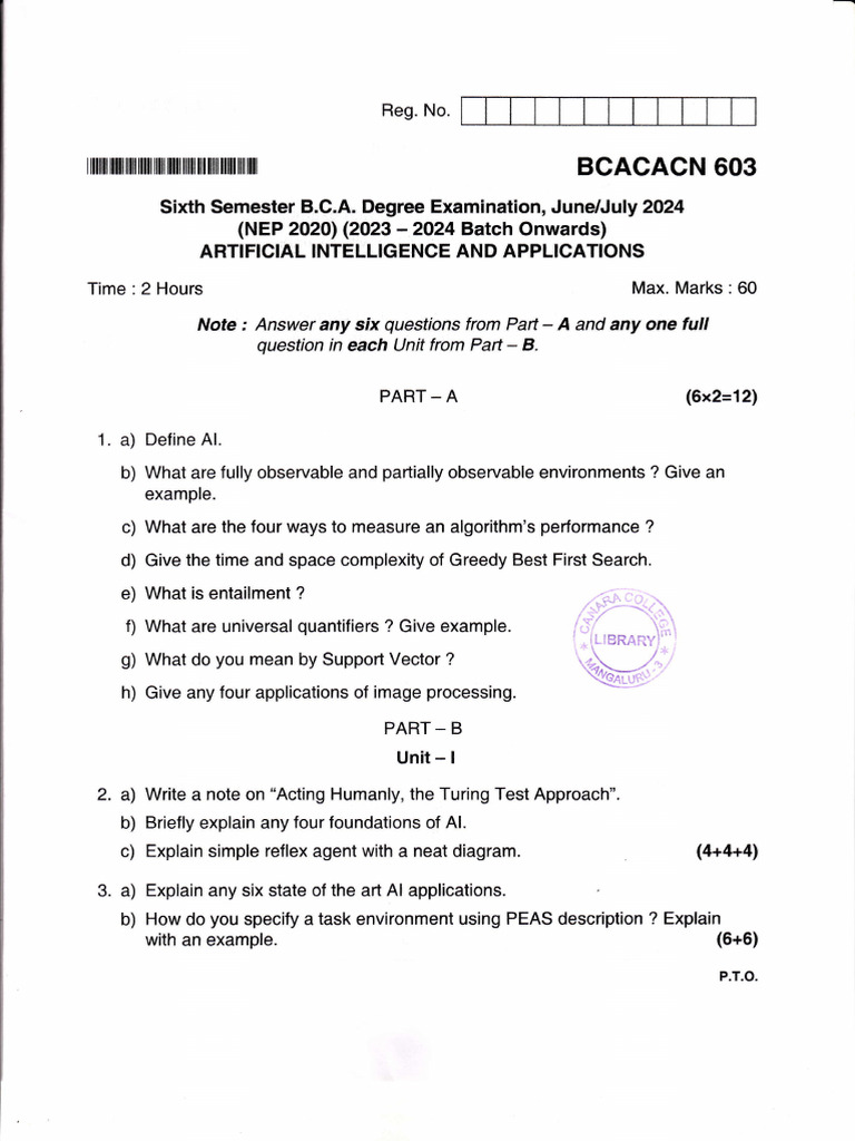 NEP BCA VI Sem Artificial Intelligence | PDF | Artificial Intelligence ...