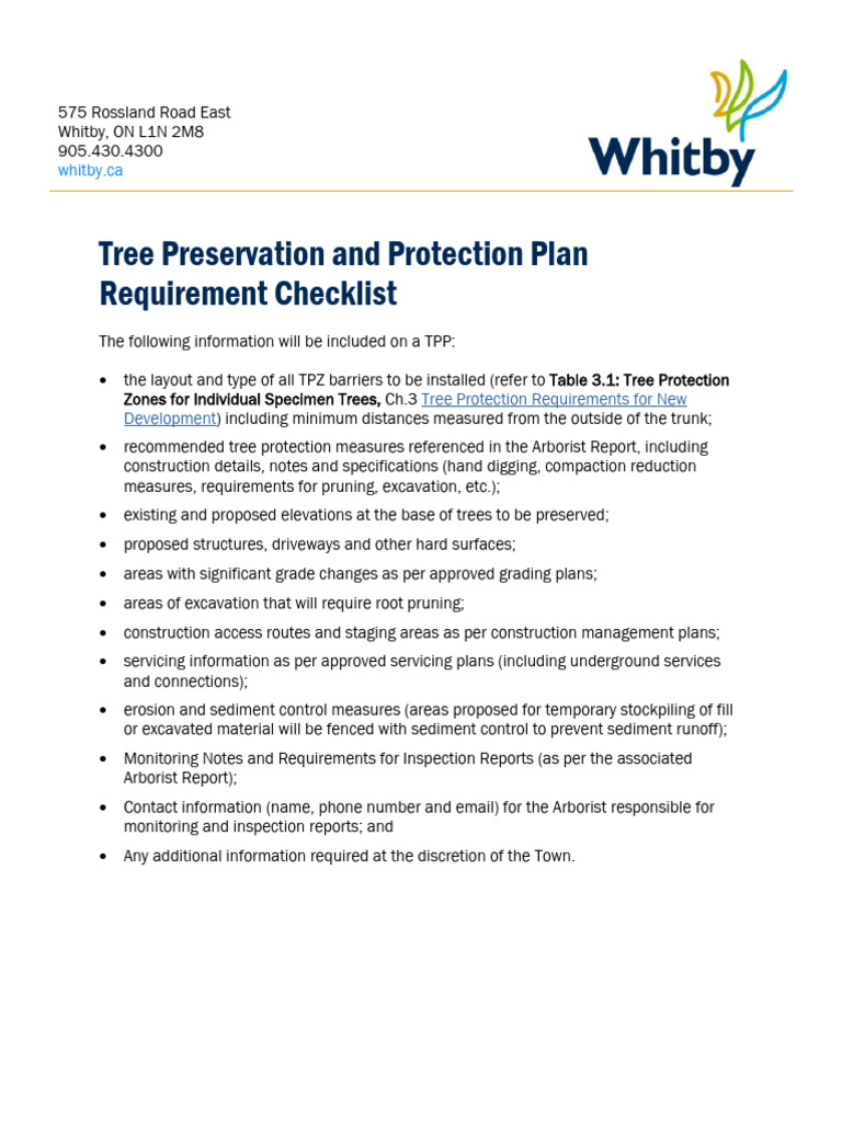 Pl-Trees Tree Preservation and Protection Plan Requirement Checklist | PDF