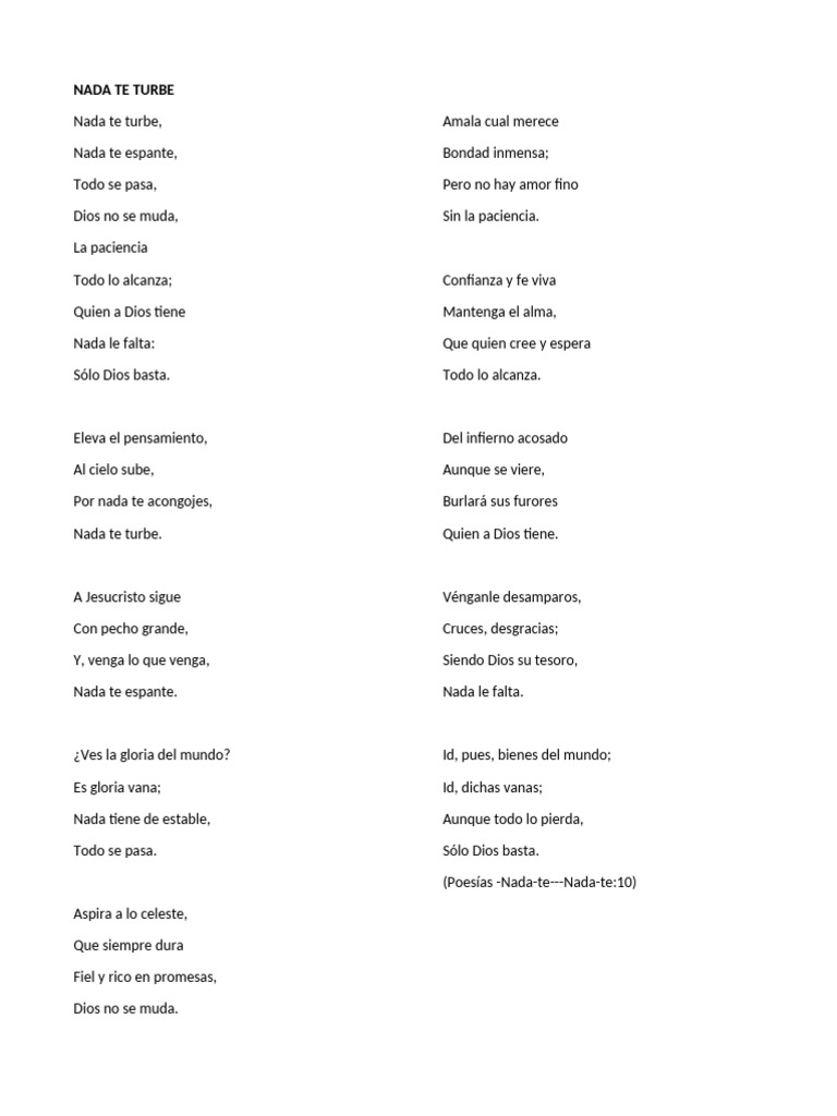 Poema Nada Te Turbe Completo Pdf