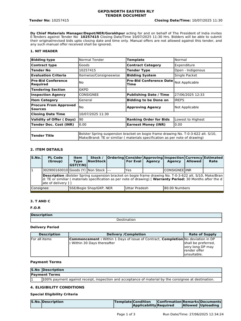 Bolster Spring Suspension Bracket On Bogie Frame | PDF