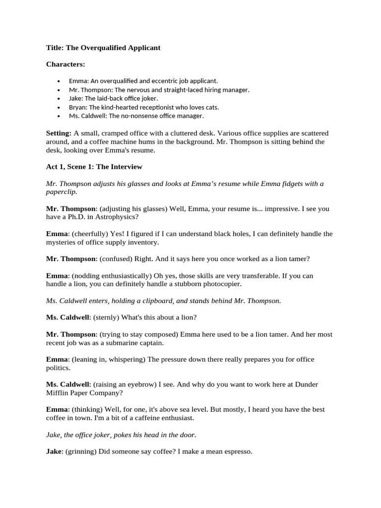 Overqualified Applicant's Office Adventure | PDF