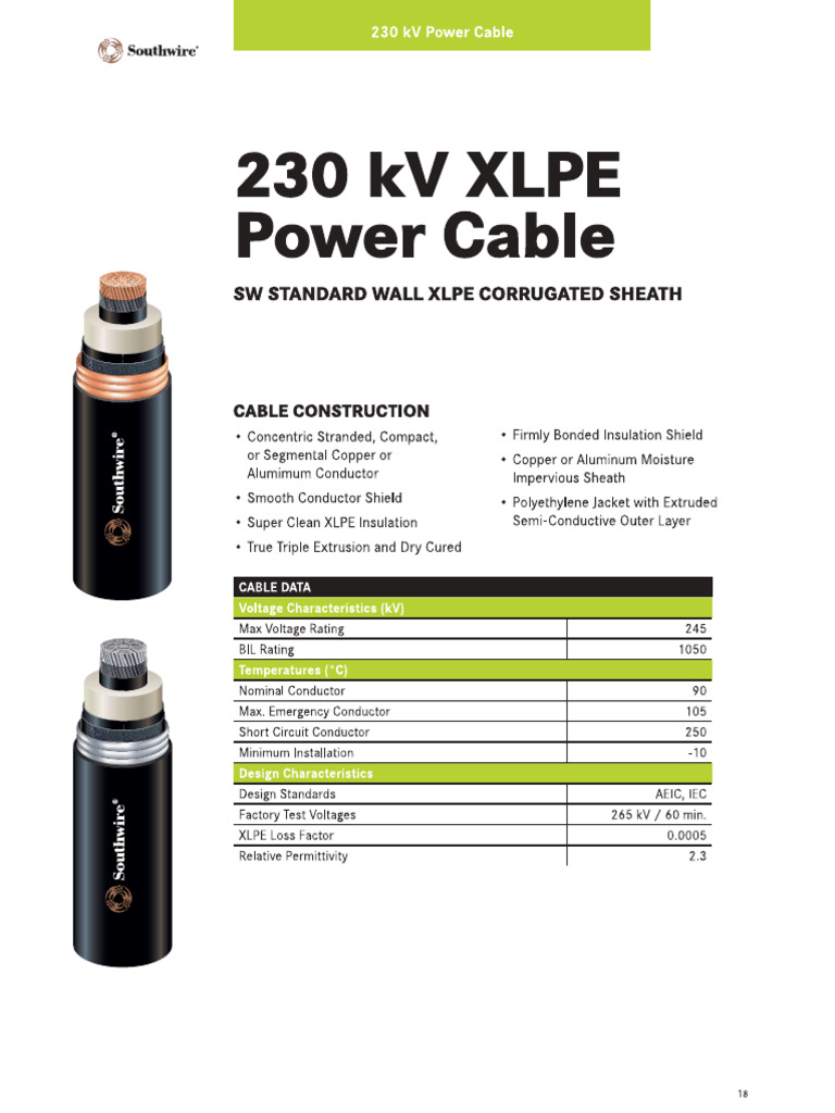 High Voltage 230kV Power Cable | PDF