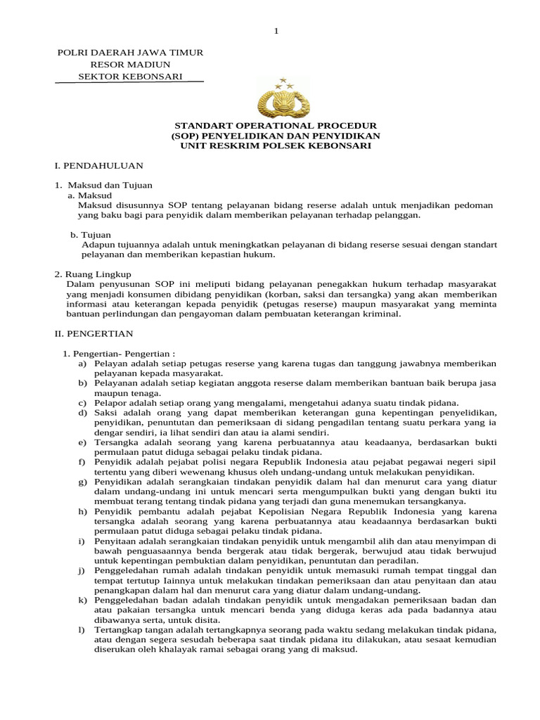 Sop Reskrim Kbs | PDF