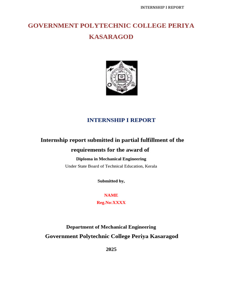 Internship Report - Mechanical Engineering | PDF | Vocational Education ...