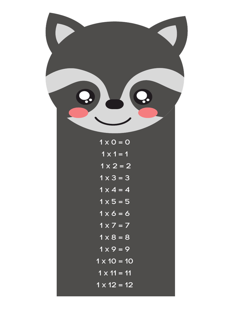 Multiplication Bookmarks in Colorful Animal Illustrative Style | PDF