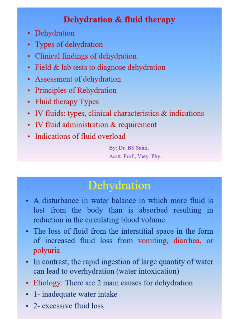 Dehydration & Fluid Therapy | PDF | Dehydration | Intravenous Therapy