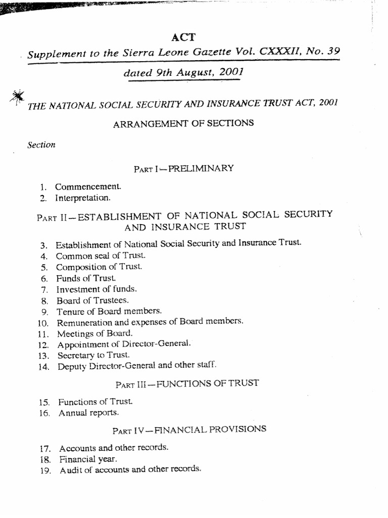 Suppl É Ment To The Sierra Leone Gazette Vol. CXXXIÎ, No. 39 Dated 9th ...