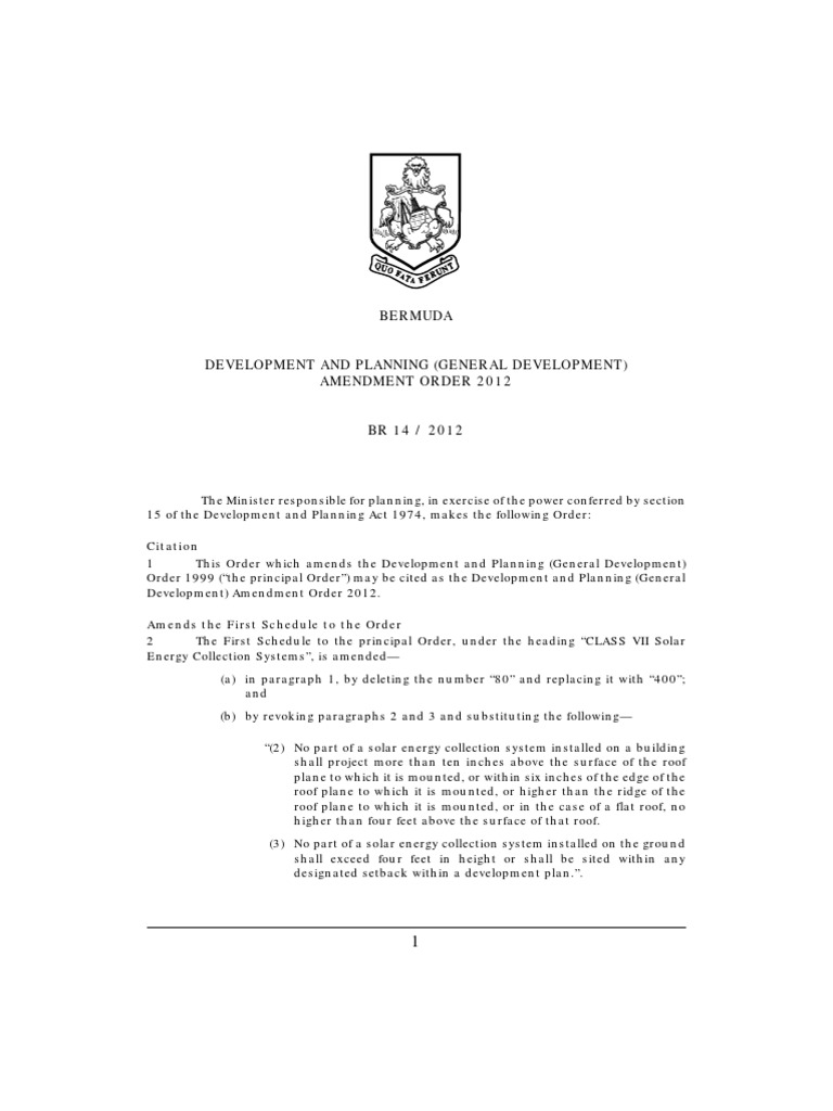 Bermuda Solar Energy Amendment Order 2012 | PDF