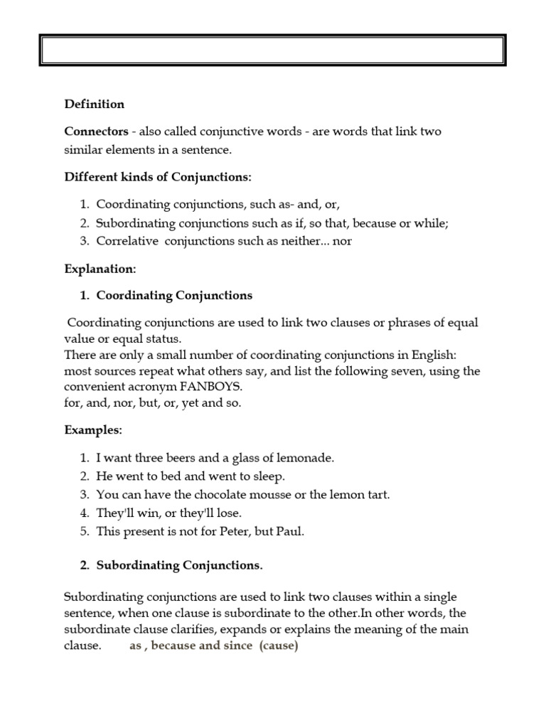 Understanding English Connectors | PDF | Semantic Units | Syntax