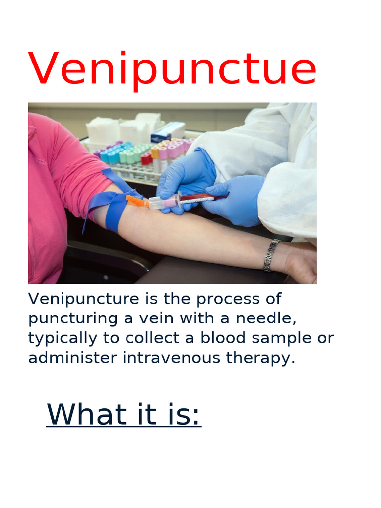 Venipuncture: Procedure and Purpose | PDF