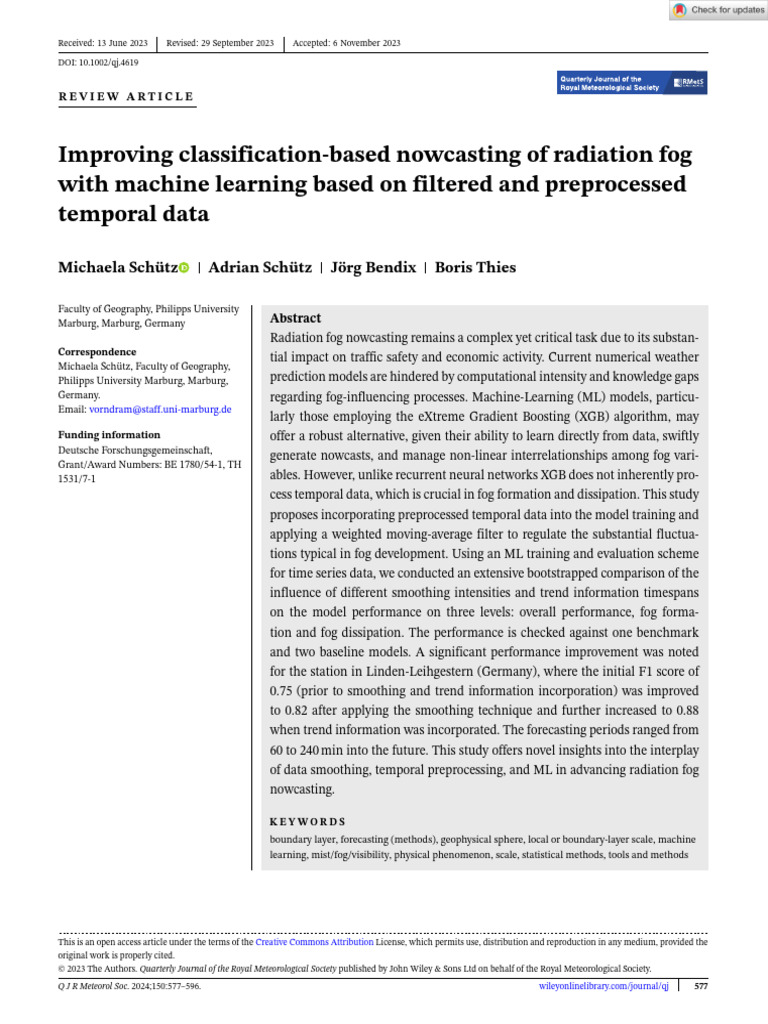 Improving Classification Based Nowcasting of Radiation Fog With Machine ...