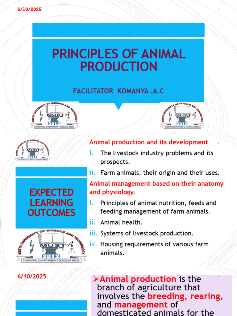 Principles of Animal Productio For BSFST First Year 2025 | PDF | Dairy ...