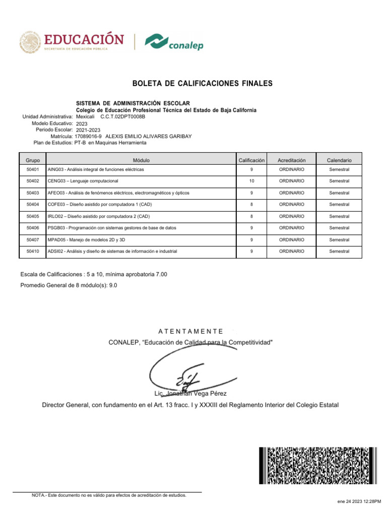 Boleta-Alexis Emilio Alivares Garibay | PDF